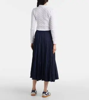 Polo Ralph Lauren Crushed Satin Midi Skirt - Blue