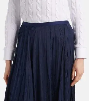Polo Ralph Lauren Crushed Satin Midi Skirt - Blue