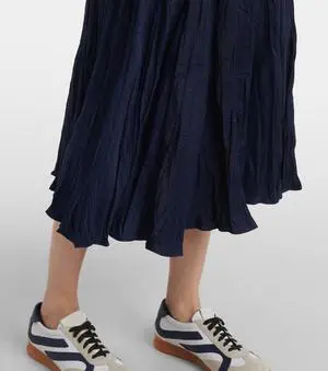 Polo Ralph Lauren Crushed Satin Midi Skirt - Blue
