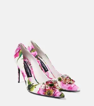 Dolce & Gabbana Embellished Leather-trimmed Pumps