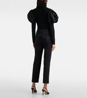 Max Mara Okra Mid-rise Flared Cotton Pants - Black