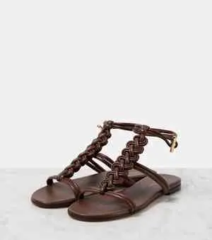 GIANVITO ROSSI Capua Braided Leather Sandals
