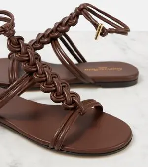GIANVITO ROSSI Braided Leather Sandals - Brown