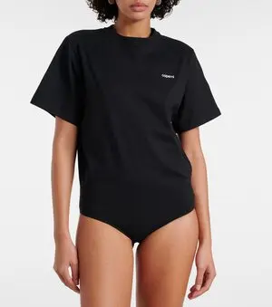 Coperni Logo Cotton Bodysuit - Black