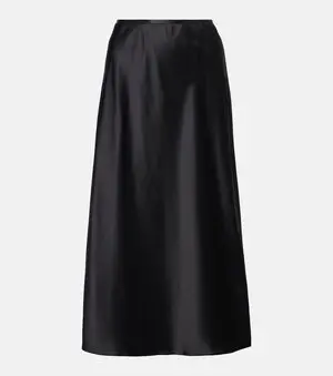 Max Mara Max Mara Carnet Silk Satin Midi Skirt Blue