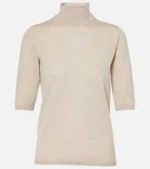 Max Mara Cecina Virgin Wool Turtleneck Sweater - Beige