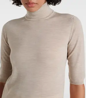 Max Mara Cecina Virgin Wool Turtleneck Sweater - Beige