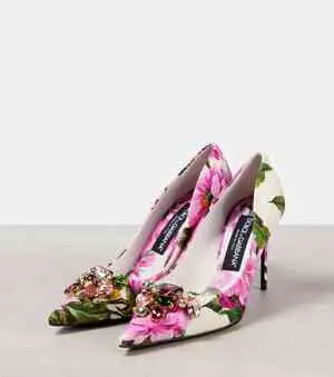 Dolce & Gabbana Embellished Leather-trimmed Pumps