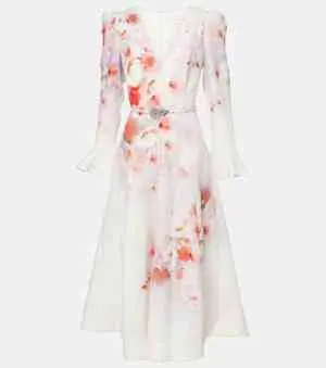 Zimmermann Crush Embellished Linen Midi Dress - Red