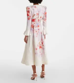 Zimmermann Crush Embellished Linen Midi Dress - Red