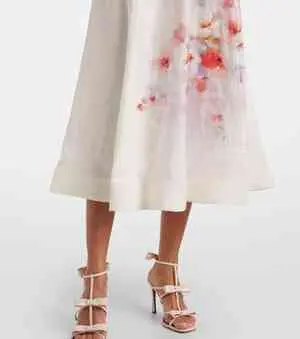 Zimmermann Crush Embellished Linen Midi Dress - Red