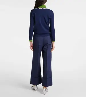 Valentino Garavani Lace-trimmed Virgin Wool Cardigan