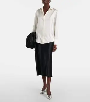 Max Mara Carnet Silk Satin Midi Skirt