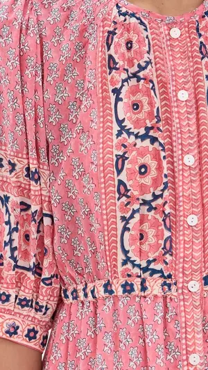 chinese dress ladies Bell Light Blue/Pink Print Rosie Maxi Dress – Ladida main image 0