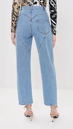 AREA Crystal Heart Jeans - Light Blue