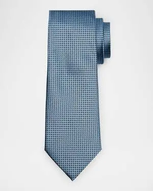 Zegna ZEGNA Geometric Jacquard Neck Tie Br Blu Micro-fan
