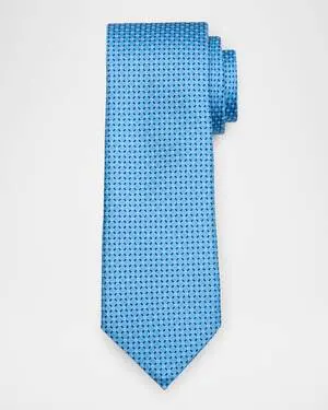 Zegna ZEGNA Connected Boxes Silk Tie Md Blu Fan