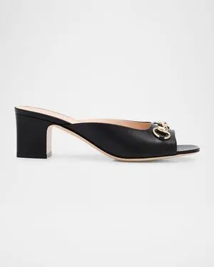 Gucci Gucci Lady Horsebit Leather Mule Sandals - Nero