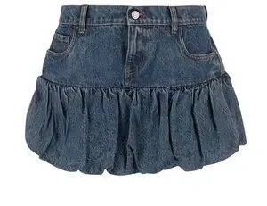 Coperni Coperni Gathered Hem Denim Mini Skirt - Blue