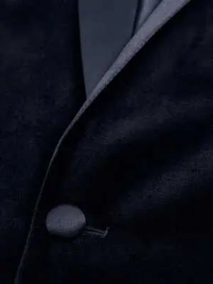 REISS Ace Velvet Single-breasted Blazer Tailored Fit - Navy