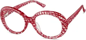Zenni Oval Full Rim Frame Eyeglasses Red