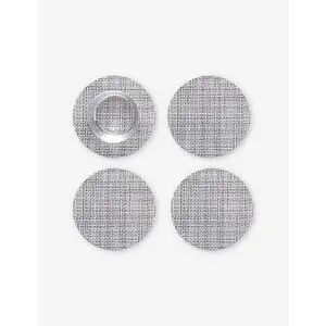 CHILEWICH Basketweave Woven Coasters Set Of Four - Mist