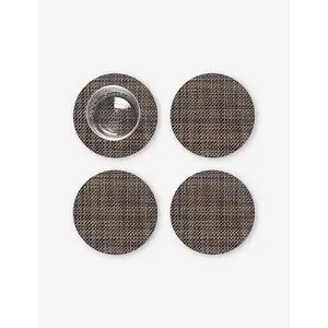 CHILEWICH Basketweave Mist Woven Coasters Set Of Four - Dark Walnut