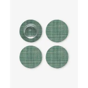 CHILEWICH Basketweave Mist Woven Coasters Set Of Four - Ivy