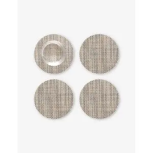 CHILEWICH Basketweave Mist Woven Coasters Set Of Four - Linen