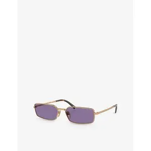 Prada A60s Rectangle Metal Sunglasses - Brown