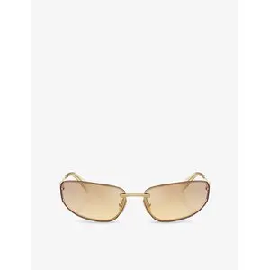 Miu Miu Oval-frame Metal Sunglasses - Gold