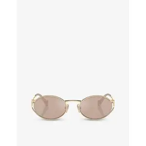 Miu Miu Mu 52ys Oval-frame Sunglasses - Gold