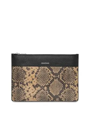 Whistles Una Snake Print Panel Pouch
