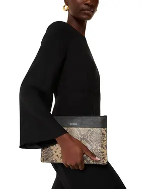 Whistles Una Snake Print Panel Pouch