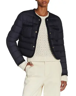 Moncler Gencay Braided Trim Quilted Jacket - Navy