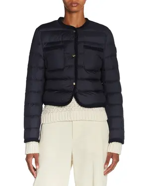 Moncler Gencay Braided Trim Quilted Jacket - Navy