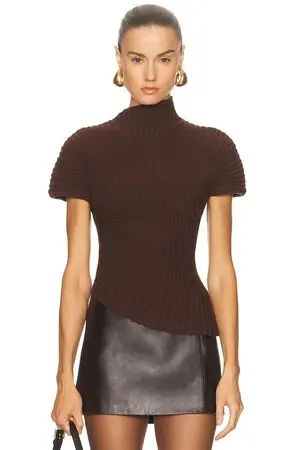 Cult Gaia Annemie Knit Top In Brown - Java