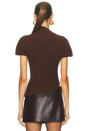 Cult Gaia Annemie Knit Top In Brown - Java