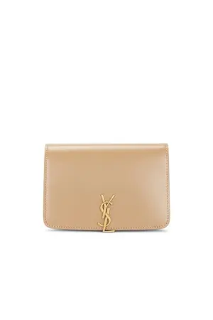 Saint Laurent Passport Case In Beige - Dark Toffee