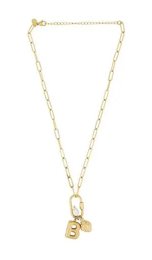 PETIT MOMENTS Carabiner Initial Charm Necklace - Gold