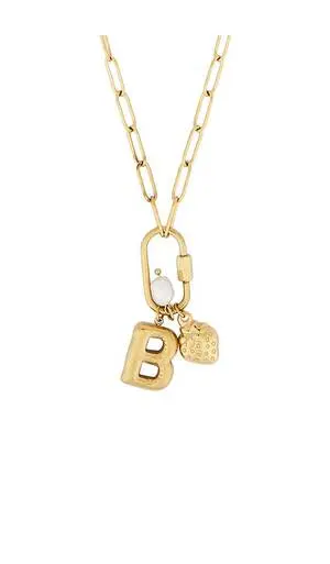 PETIT MOMENTS Carabiner Initial Charm Necklace - Gold