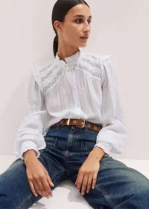 ME+EM Cotton Lace Trim Blouse