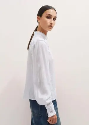 ME+EM Cotton Lace Trim Blouse