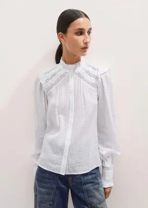 ME+EM Cotton Lace Trim Blouse