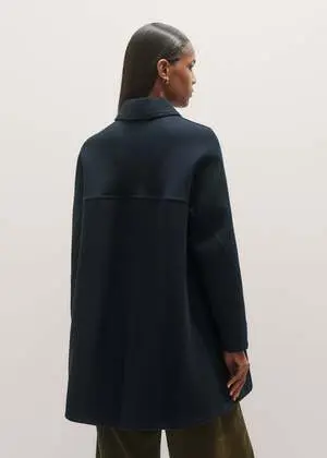 ME+EM Sculptural Cotton Swing Coat - Navy