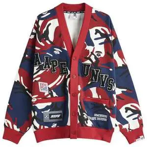 A BATHING APE Unvs Camo Cardigan - Burgundy (navy)
