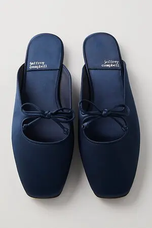 Jeffrey Campbell Elaine Ballet Mules - Navy Satin