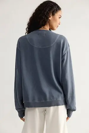 Free People Relaxed Fit Terry Cardigan - Deeper Iris