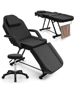 GIVIMO 73 Inch Facial Chair Set With Removable Headrest Detachable Armrests And Towel Rack - Black