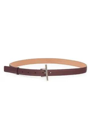 Alexander McQueen Sling Leather Belt - Cranberry/ Silver